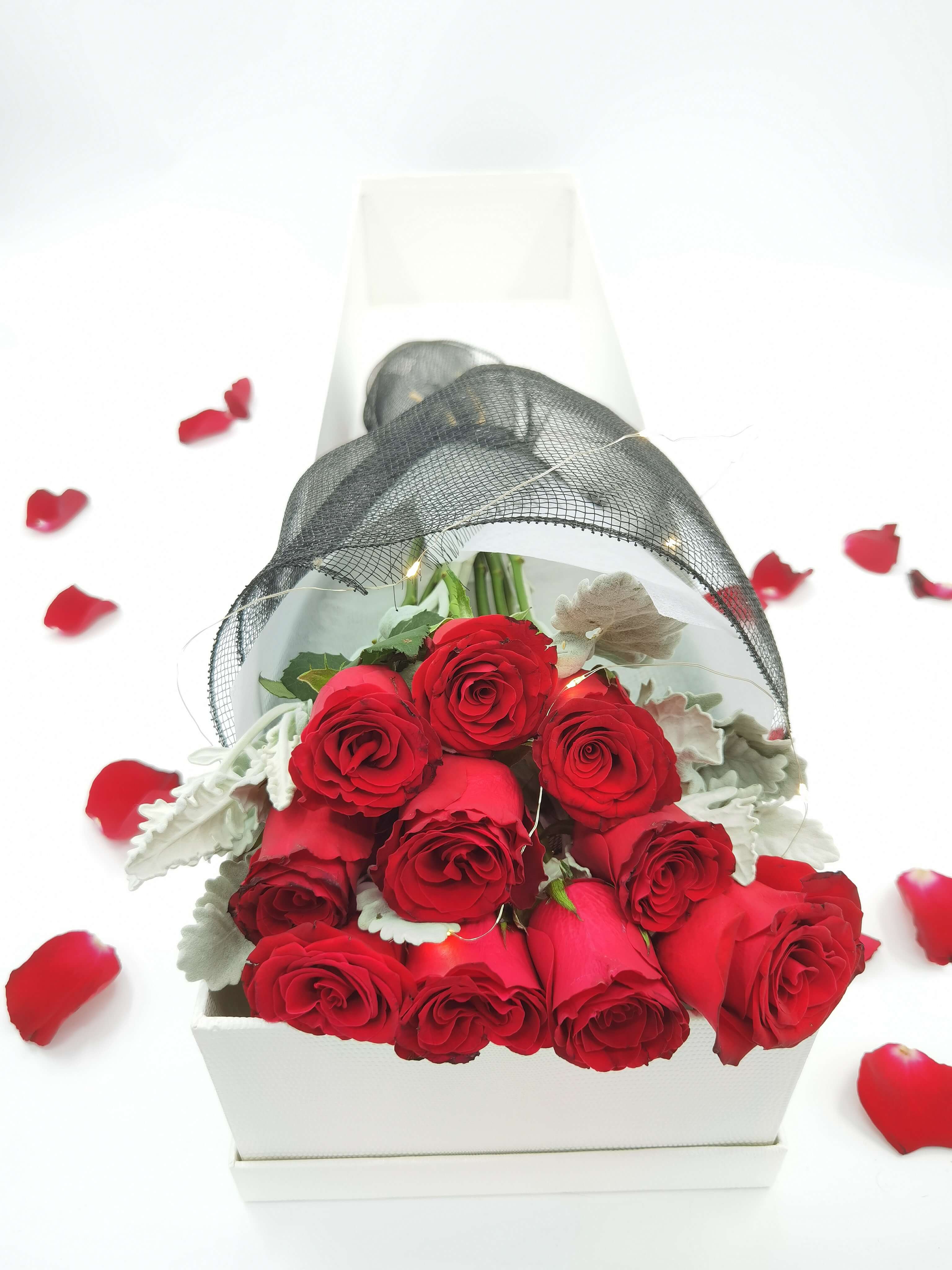 Valentine's Day Red Long Stem Rose Box - Perfect Gift for Love – Bloom ...